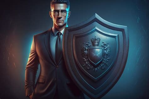 Premium Ai Image Data Or Network Protection Security Businessman Press Shield Icon Virtual