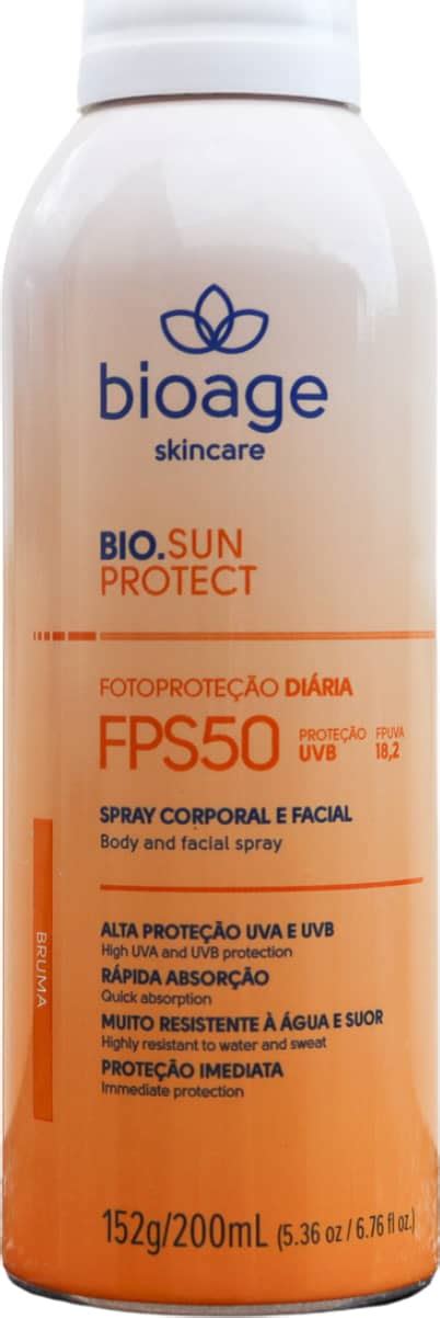 Bioage Protetor Solar Spray Corporal E Facial FPS 50 200ml