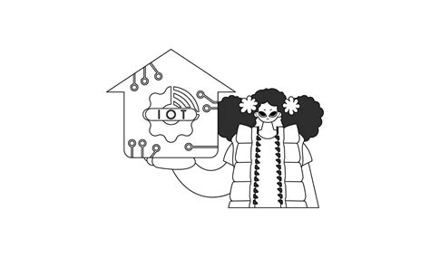 Girl Grasps Iot Logo In A Vector Linear Style 29214188 Vector Art At Vecteezy