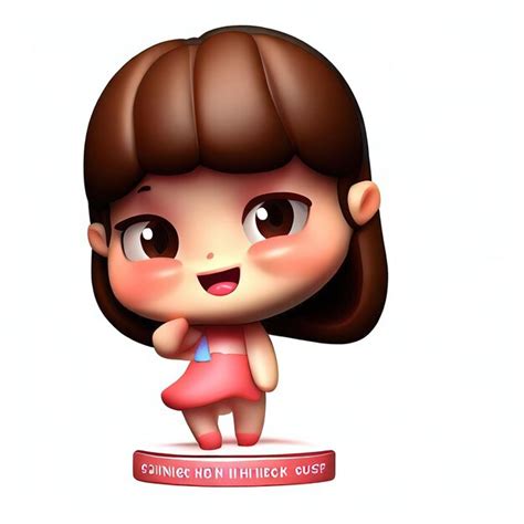 A Cartoon Girl With Brown Hair And A Pink Dress That Says Zoh He Neck