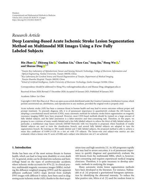 Pdf Deep Learning Based Acute Ischemic Stroke Lesion Segmentation