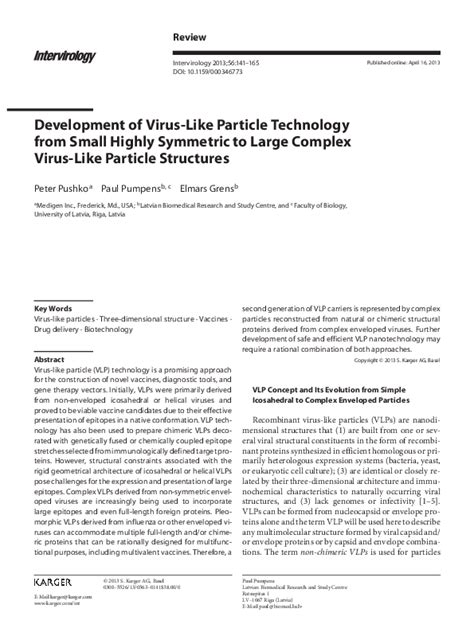 Pdf Development Of Virus Like Particle Technology From Small Highly