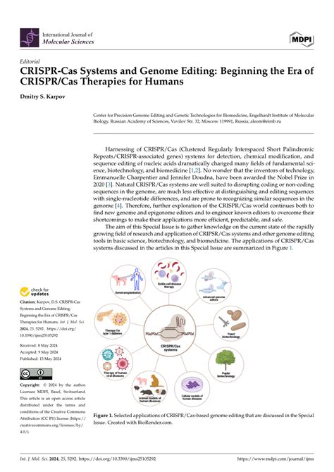 Pdf Crispr Cas Systems And Genome Editing Beginning The Era Of