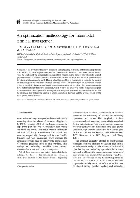 Pdf An Optimization Methodology For Intermodal Terminal Management
