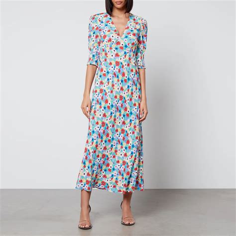 Rixo Zadie Floral Print Woven Midi Dress Coggles
