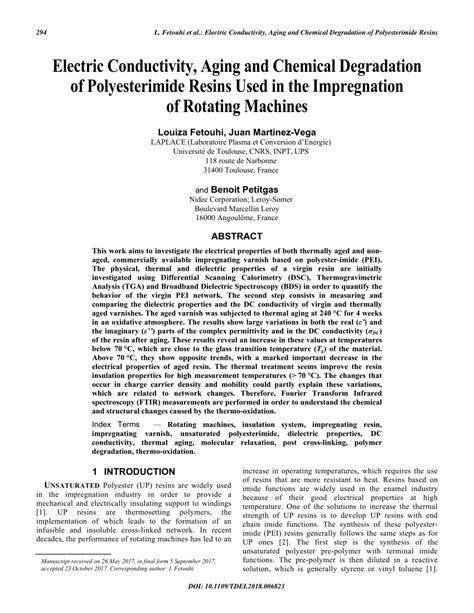 Pdf Electric Conductivity Aging And Chemical Degradation Of