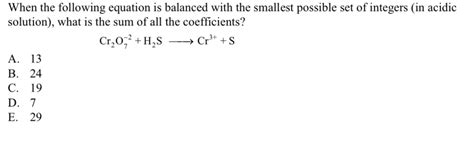 solved when the following equation is balanced with the