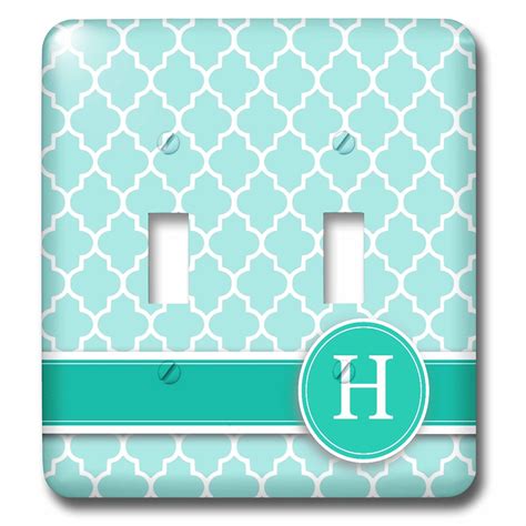 Personalized Letter H Aqua Blue Quatrefoil Pattern Teal Turquoise Mint