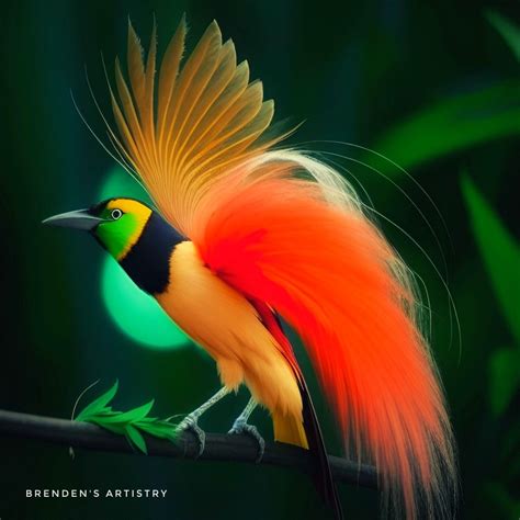 Bird Of Paradise Papua New Guinea Colorful Bird With Vibrant