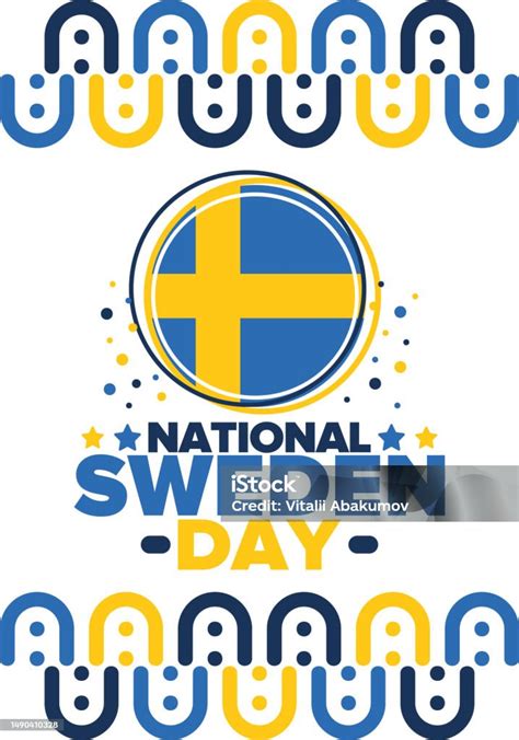 스웨덴 국경일 스웨덴에서 매년 6 월 6 일에 축하합니다 자유의 행복한 국경일 스웨덴 국기입니다 북부 스칸디나비아 국가입니다 애국 적인 포스터 디자인입니다 벡터
