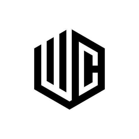 letter wc with hexagonal negative space abstract monogram creative logo