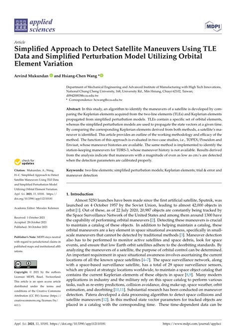 pdf simplified approach to detect satellite maneuvers using tle data
