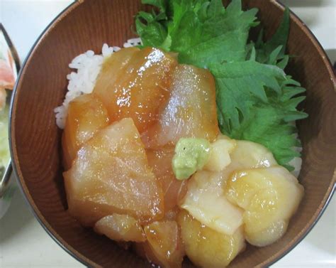 晩ご飯の一品！マグロとホタテの漬け丼！ 小枝子の徒然日記 ー映画と料理と時々雲＆フェレットのソラー