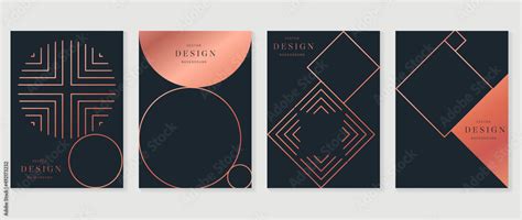 Luxury Geometric Pattern Cover Template Set Of Art Deco Poster Design