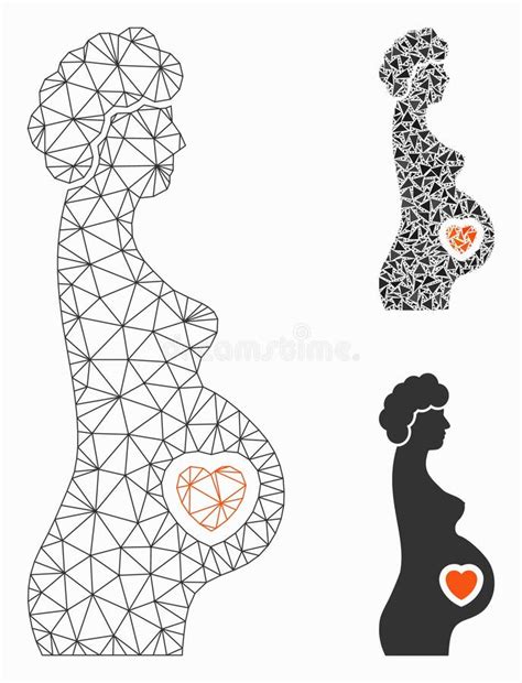 Pregnant Female Vector Mesh Network Model And Triangle Mosaic Icon Stock Vector Illustration
