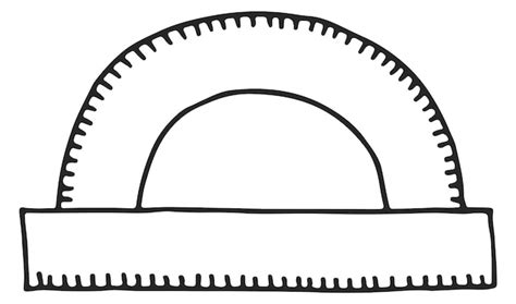 Protractor Drawing Protractor Line Art Outline Drawing Protractor