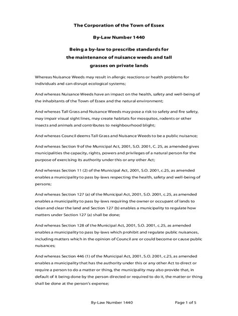 Fillable Online By Law Feature Tall Grass And Nuisance Weeds Fax Email