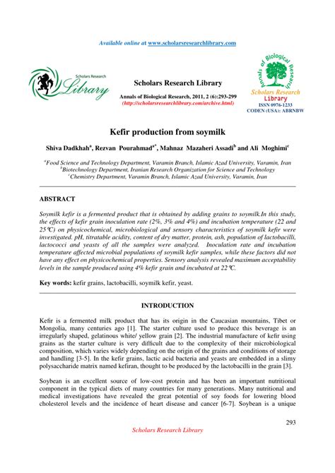 PDF Kefir Production From Soymilk