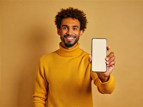 A Man Is Holding A Mobile Phone And Showing A Blank White Screen