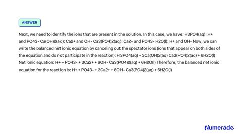 Solved Show Your Work Write A Balanced Net Ionic Equation For The Following Reaction H3po4 Aq