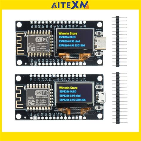 Nodemcu Esp8266 บอร์ดทดลอง พร้อมจอแสดงผล Oled 096 นิ้ว Ch340g Esp 12f Wifi โมดูล Type C Usb