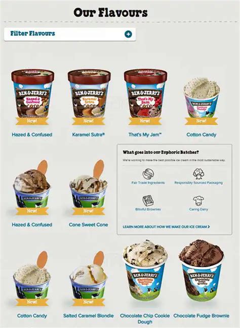 Ben And Jerrys Menü Ben And Jerrys Broadbeach Gold Coast Için Menü