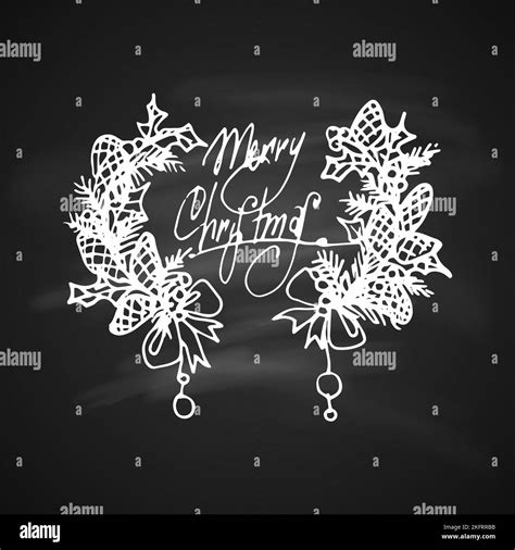 Chalk Drawing Artistic Christmas Doodle Icon Merry Christmas New Year