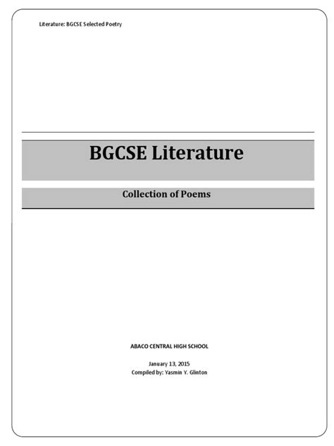 Bgcse Poetry Pdf Poetry