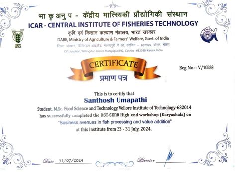 Santhosh Umapathi On Linkedin Karyashala Icar Cift Kau Ztmc Abi