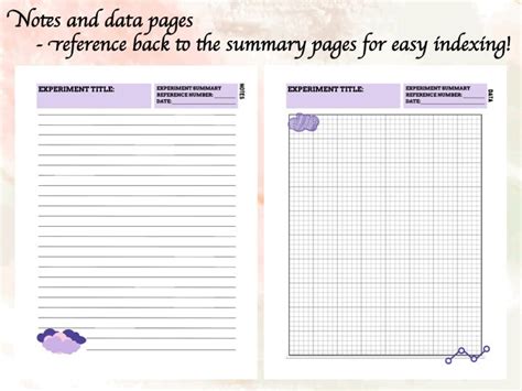 Laboratory Notebook Template Purple Clouds Lab Journal PDF Experiment Data Book Etsy