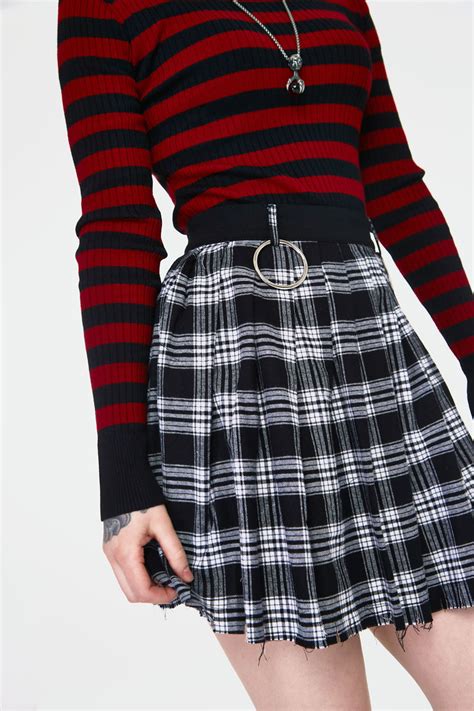 Teen Spirit Black Tartan Pleated Skirt Alternative Clothing Store