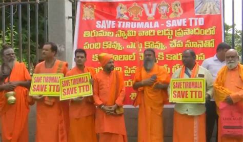 Hindu Religious Leaders Stage Protest At Ttd Over Laddu Row Telangana Today