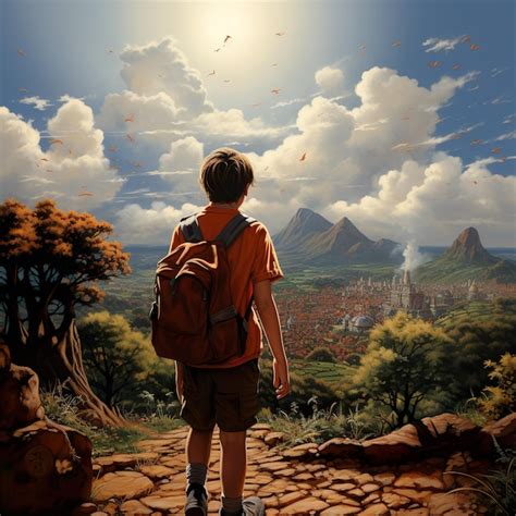 Premium AI Image BOY EXPLORING LEGENDARY CITY