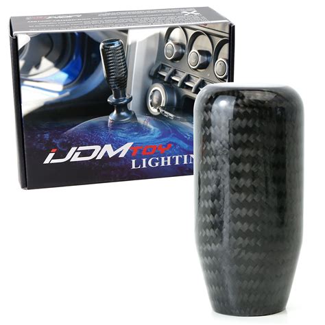 Snapklik IJDMTOY Glossy Black Real Carbon Fiber Shift Knob Compatible