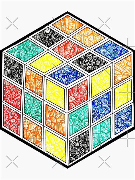 Puzzle Cube Zentangle Sticker For Sale By Bobblehead1337 Redbubble