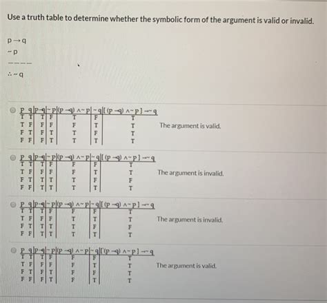 Solved Use A Truth Table To Determine Whether The Symbolic