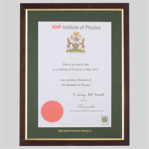 Institute Of Physics Certificate Frame Professional Framing Company