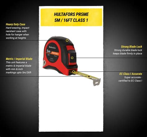 Hultafors Pr5me Tape 5m 16ft Class 1 The Tape Store