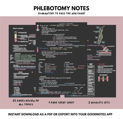 Phlebotomy Nha Exam Study Guide Notes Cheat Sheet Quizlet Pdf Etsy