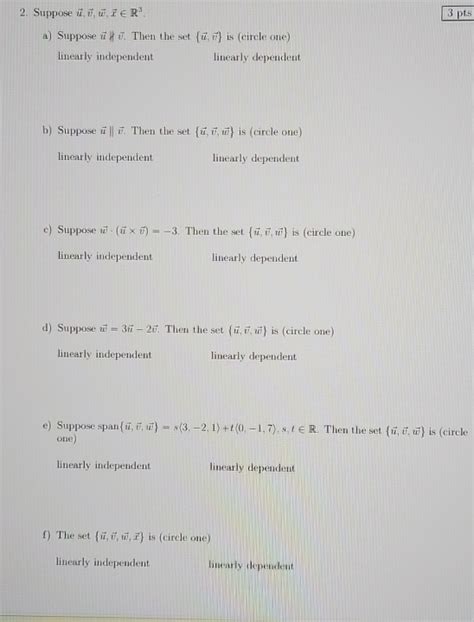 Solved Suppose Vecuvecvvecwvecxinr33ptsa