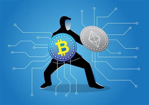 Homme D Affaires Avec Monnaie Crypto Shileds Vecteur Premium