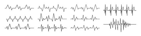 Premium Vector Heart Rhythm Set Electrocardiogram Ecg Ekg Signal