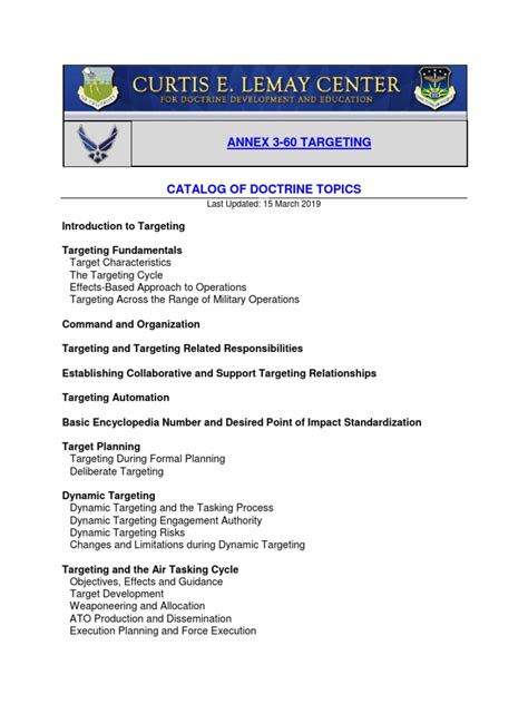 3 60 Annex Usaf Targeting Doctrine Pdf United States Air Force