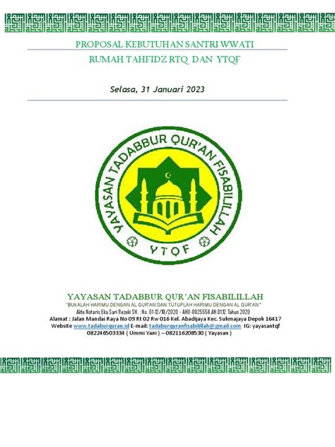 Proposal Bangunan Yayasan Baznaz Ri Pdf