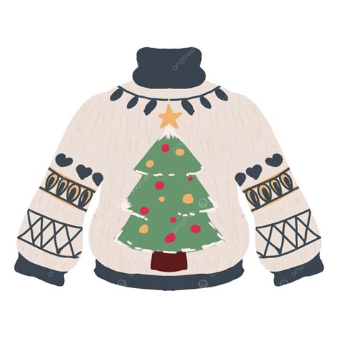 White Blue Christmas Ugly Sweater Winter Clothing Hand Drawing Christmas Sweaters Sweater