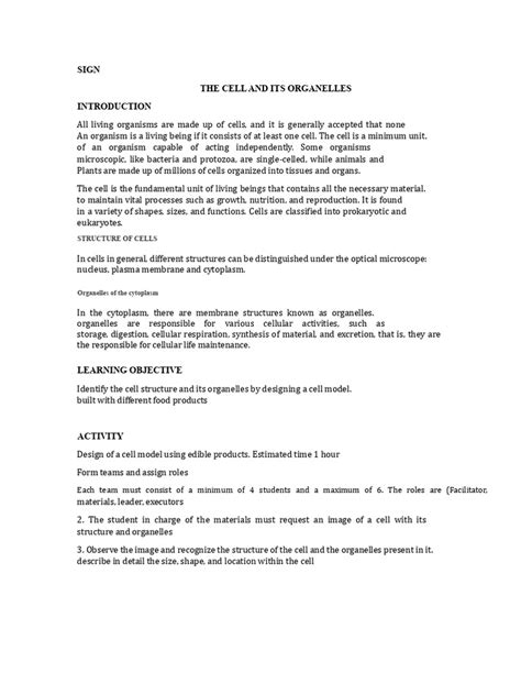 Assignment Cell Model Activity Pdf Cell Biology Cell Biology