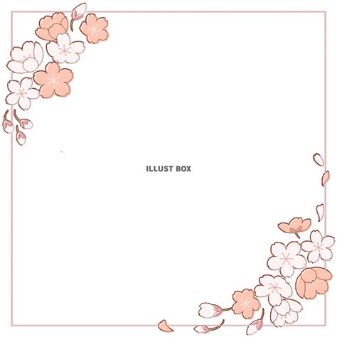 無料イラスト さくらの花の正方形フレーム 華やか 春のイラスト 透過png