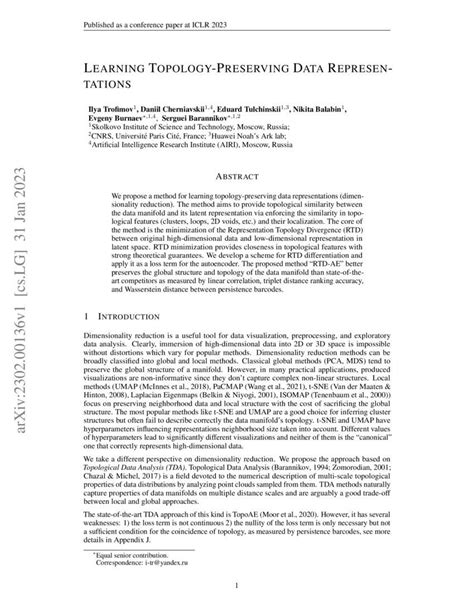 Learning Topology Preserving Data Representations By Ilya Trofimov Et