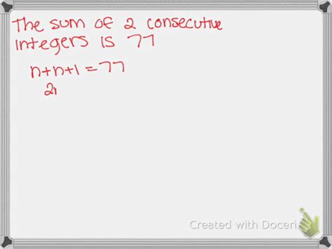 SOLVED Solve Each Number Word Problem The Sum Of Two Consecutive Integers Is 77 Find The