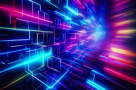 Premium Photo Abstract Background Neon Lights Speed Generative Ai